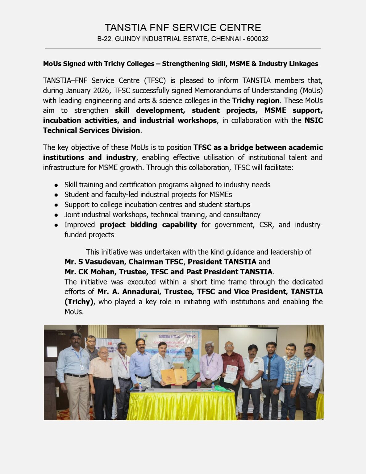 MoUs Signed with Trichy Colleges – Strengthening Skill, MSME & Industry ...